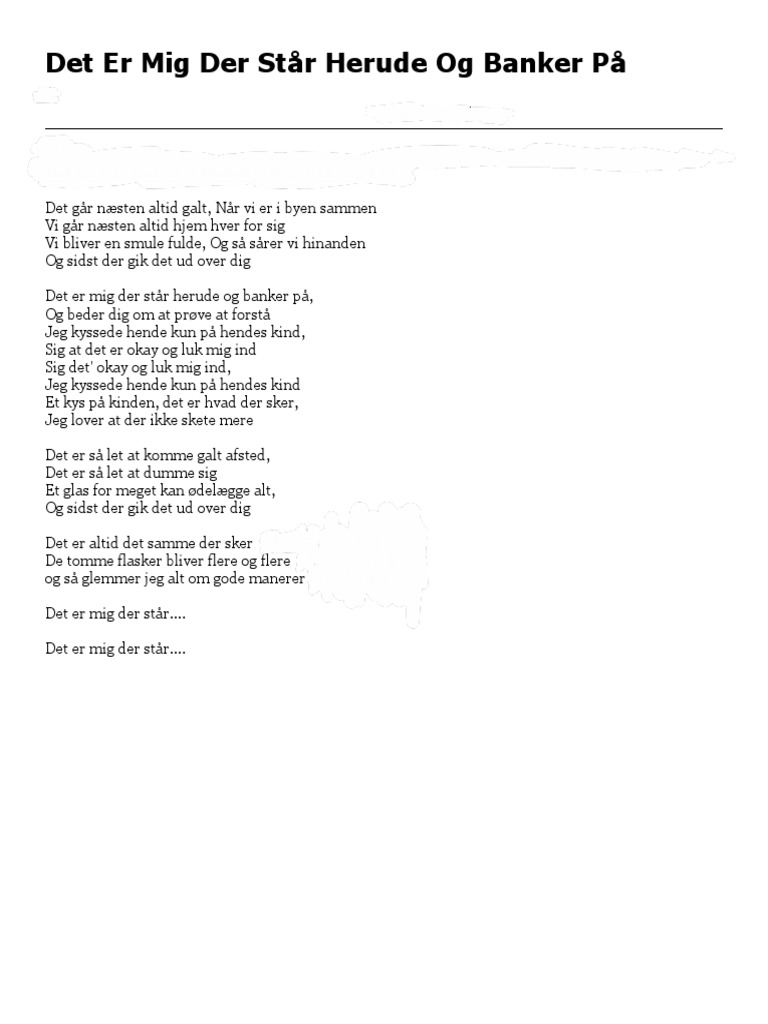 Det Er Mig Der Står Herude Og Banker På | PDF