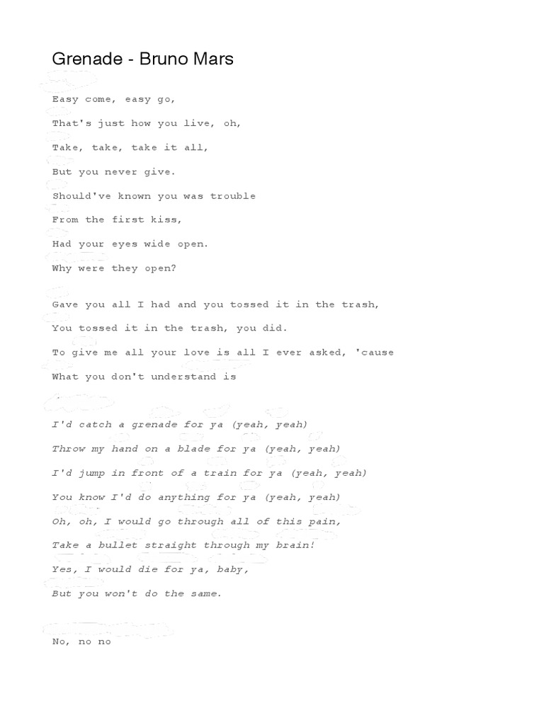 Grenade - Bruno Mars | PDF