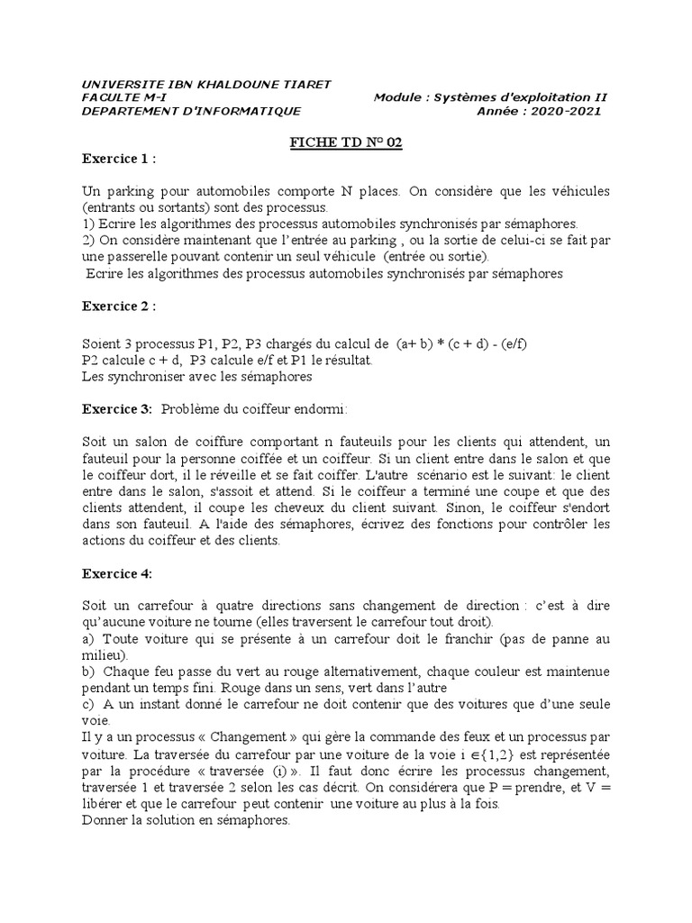 Fiche TD 02A2021 | PDF