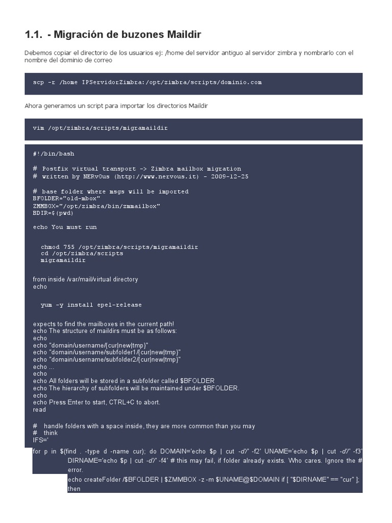 Migrate Mailboxes from Maildir to Zimbra | PDF | Information Management | Computing