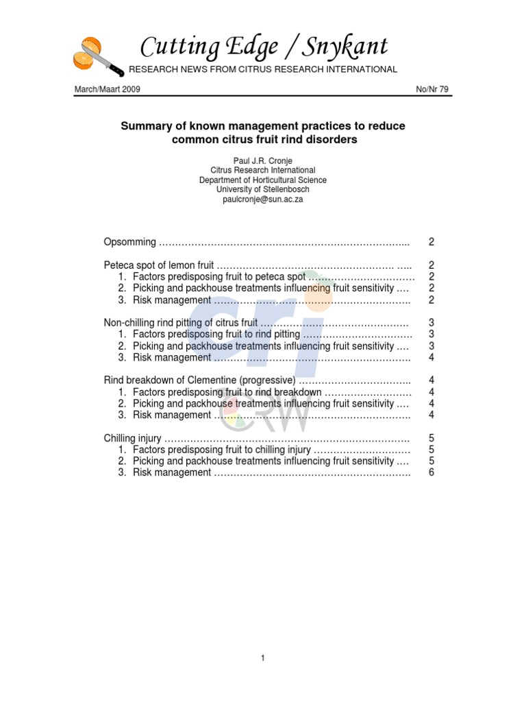 Citrus Rind Disorders Management Guide | PDF | Orange (Fruit) | Carbon ...
