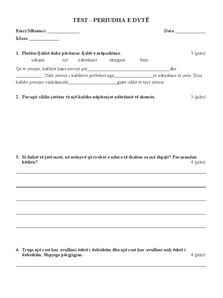Dituri Naytre 5 - Test 2 | PDF