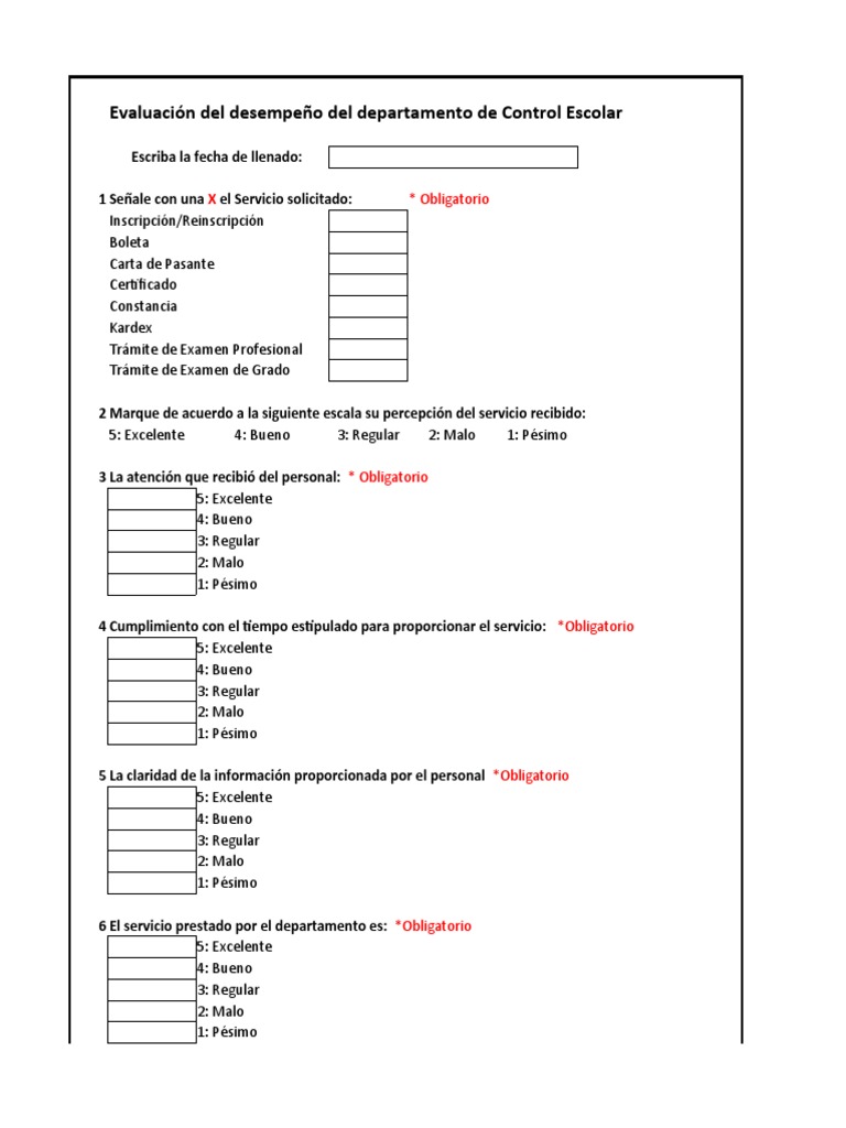 Evaluación de Desempeño de Control Escolar | PDF