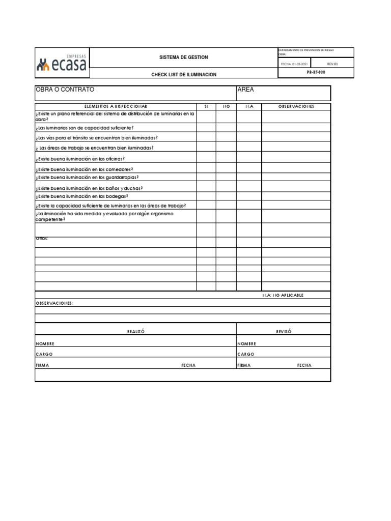 Check List Iluminacion Rev.1-1 | PDF