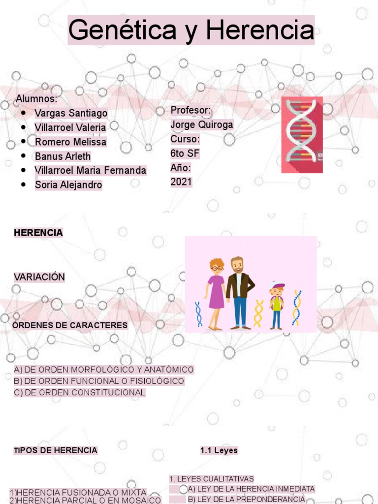 Tipos y Leyes de Herencia Genética | PDF | Herencia | Dominancia (Genética)