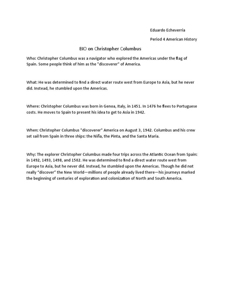 BIO On Christopher Columbus | PDF