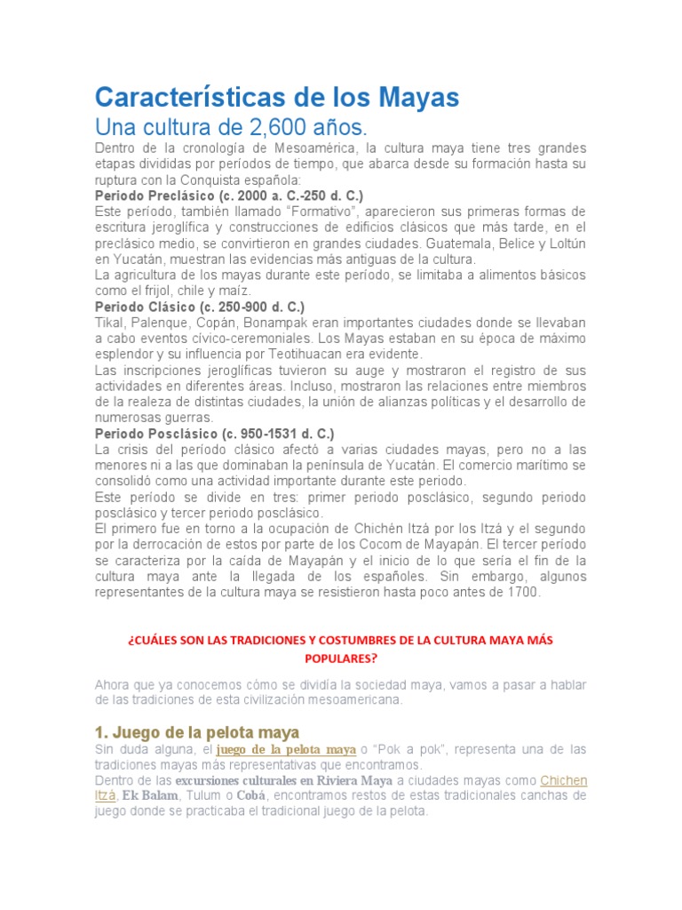 Características de Los Mayas | PDF | Civilización maya | Ropa