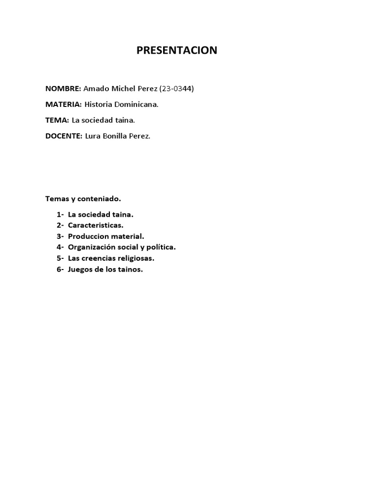 La Sociedad Taina. | PDF | Pueblos Indígenas de las Américas