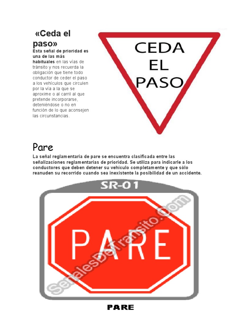 Significado de la señal "Ceda el paso" | PDF