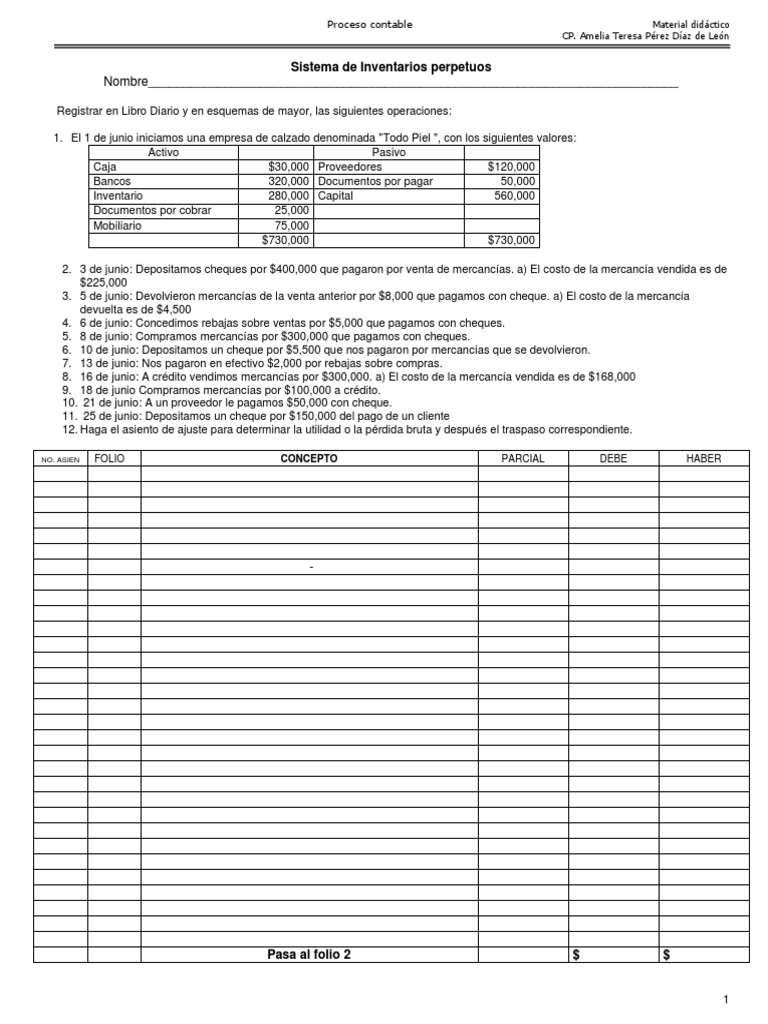 Ejercicio 3 Sistema Inventarios Perpetuos Libro y Esquemas | PDF | Contabilidad | Cheque