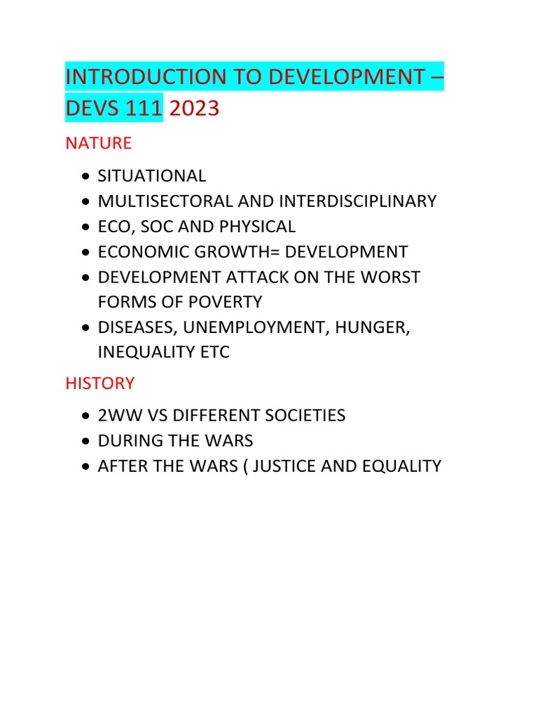Introduction To Development - Studies - 2023 | PDF