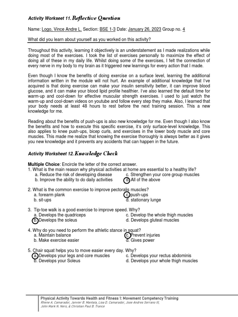 Logo Chapter 6 Worksheet | PDF | Physical Fitness | Management Of Obesity