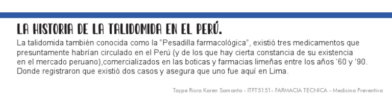Talidomida en Perú: Historia y Casos | PDF