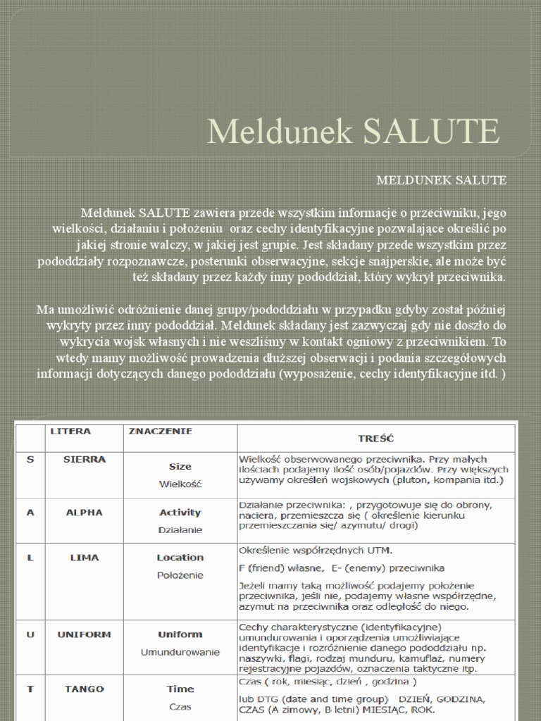 Meldunek SALUTE | PDF