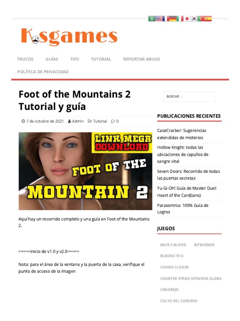 Guía y Recorrido de Foot of The Mountains 2 - Kosgames | PDF