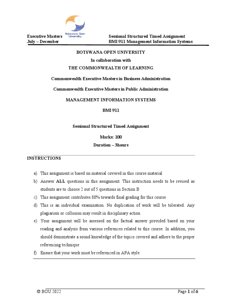 BMI911 Management Information System Sessional Examination | PDF | Airport | Radio Frequency ...