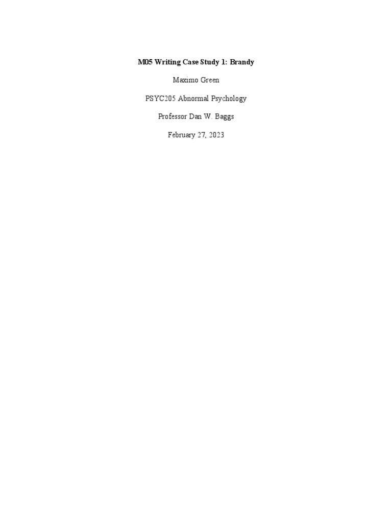 M05 Writing Case Study 1 - Brandy | PDF | Bulimia Nervosa | Psychotherapy
