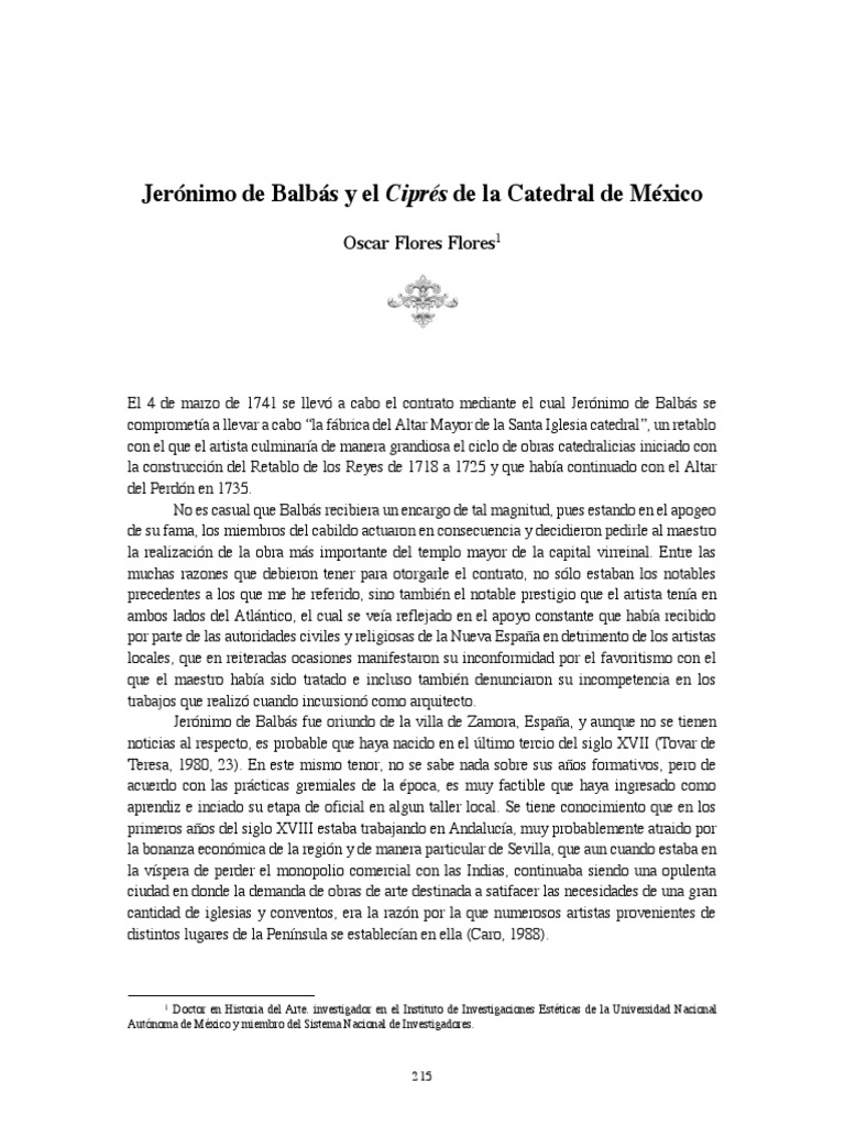 Jerónimo de Balbás y su legado catedralicio | PDF | Nueva españa | México