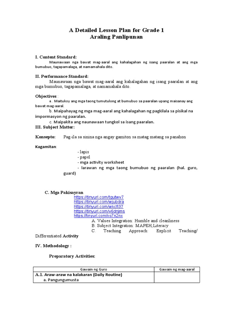 Araling Panlipunan - Lesson Plan | PDF