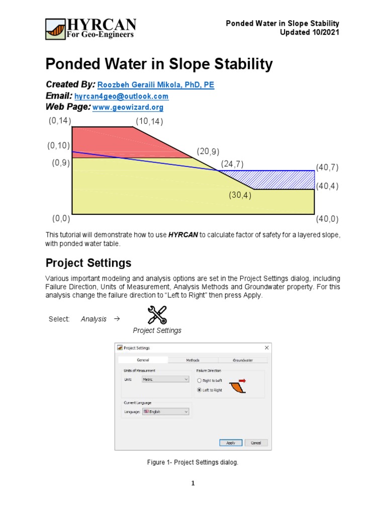 Ponded Water in Slope Stability: Project Settings | PDF | Computing
