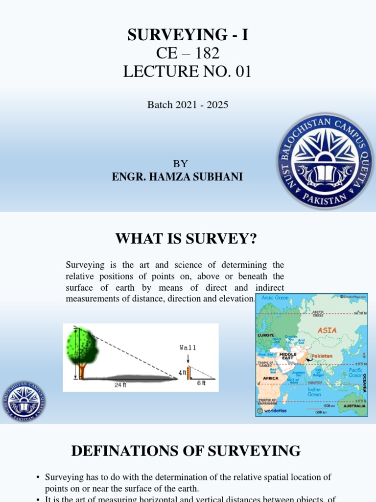 Survey Lecture No 01 Pdf Surveying Trigonometric Functions
