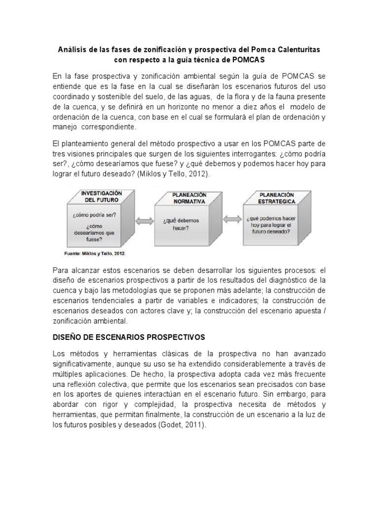 Analisis de Las Fases de Zonificacion y Prospectiva Del Pomca Calenturitas Con Respecto A A Guia ...