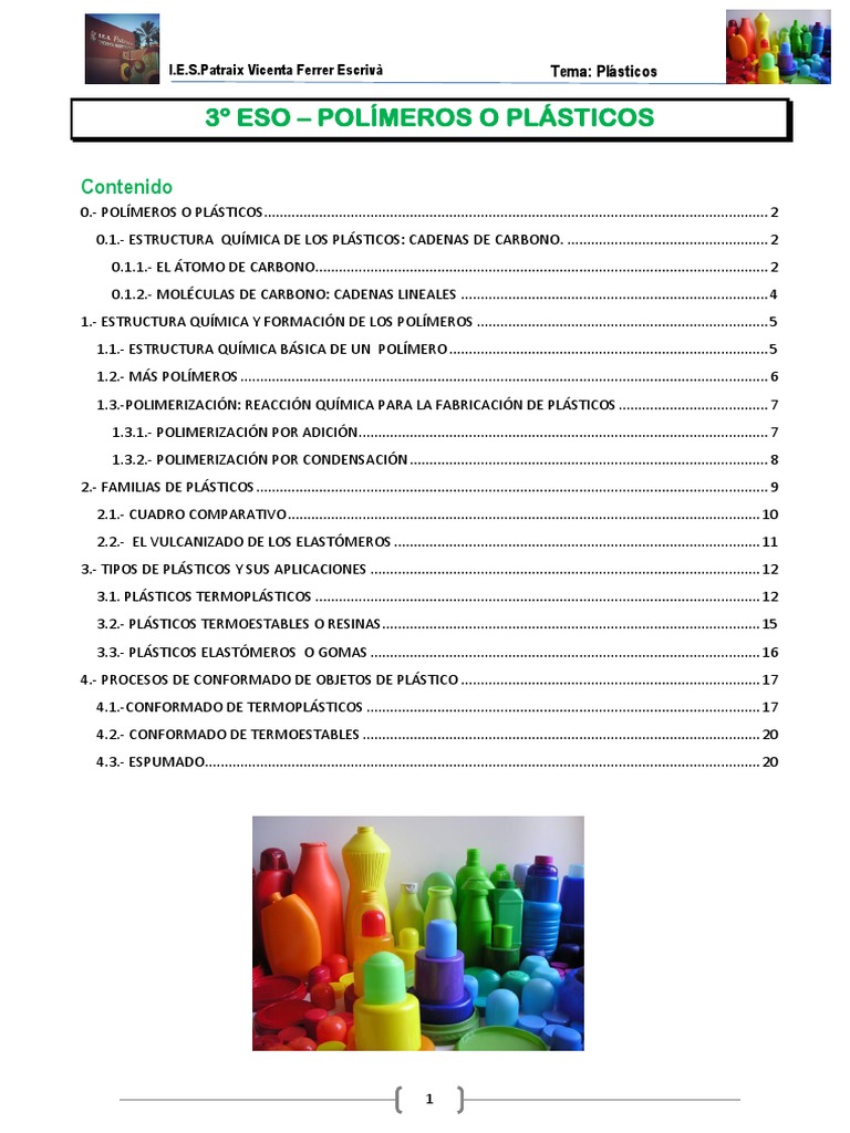 Materiales - PL - Sticos 3ºeso | PDF | El plastico | Polímeros