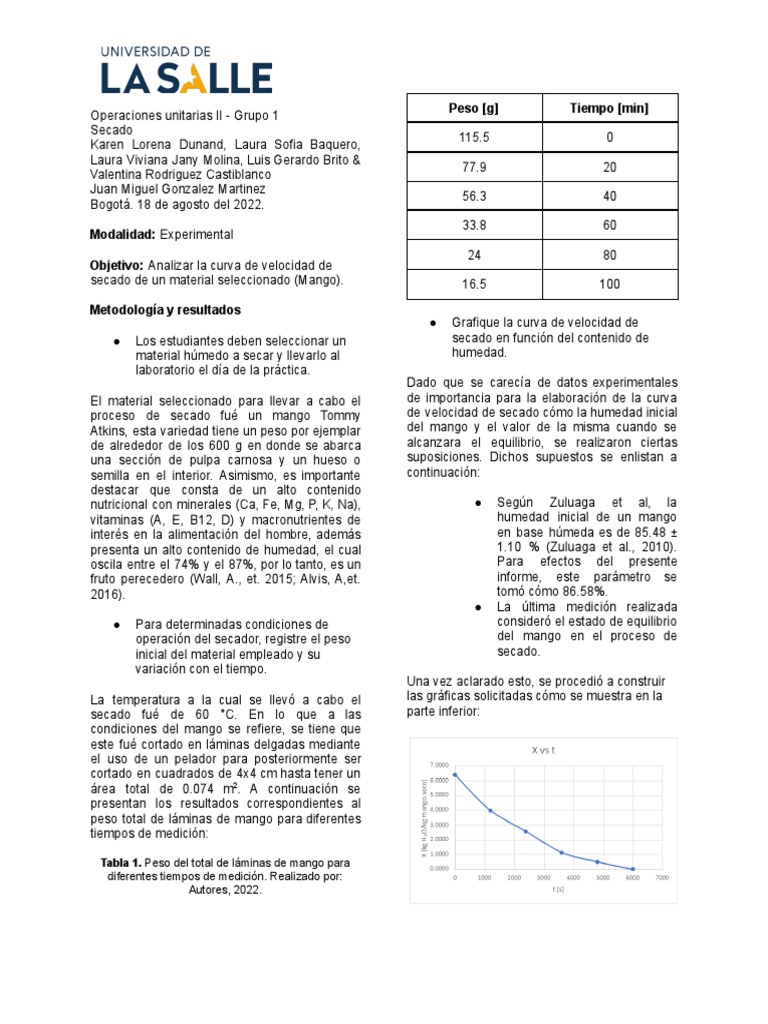 Práctica II - Secado | PDF | Agua | Calor