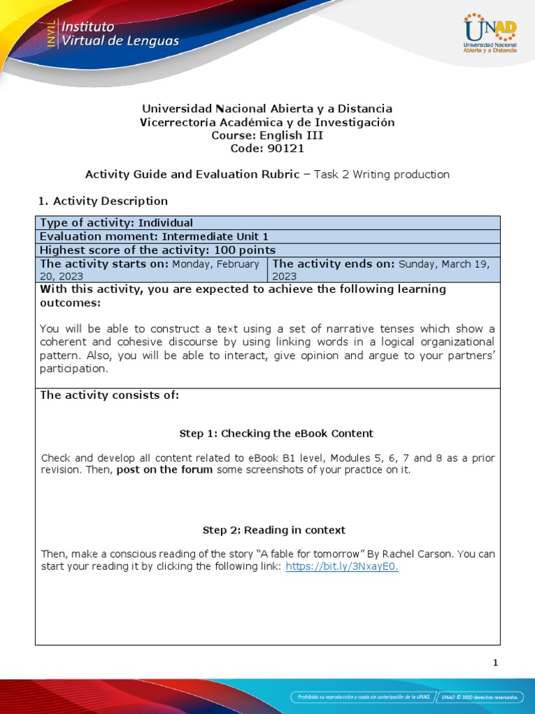 Activity Guide And Evaluation Rubric Unit 1 Task 2 Writing Production Pdf Plagiarism