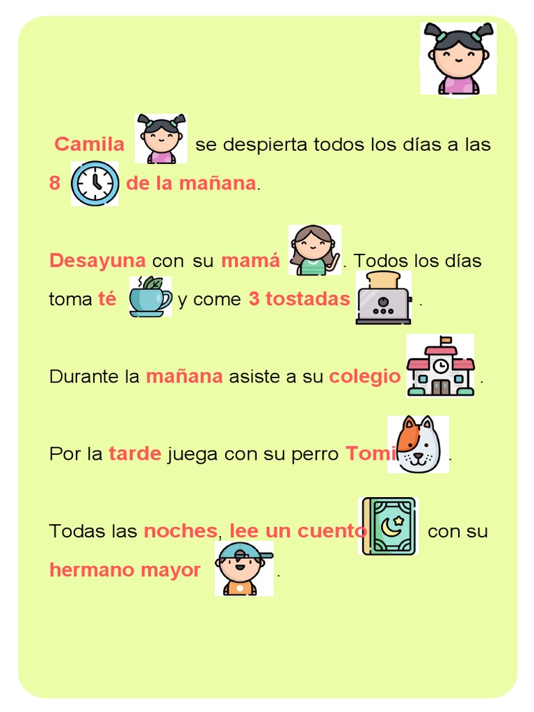 Rutinas Diarias para Comprensión Lectora | PDF | Comida y bebida | Cocina