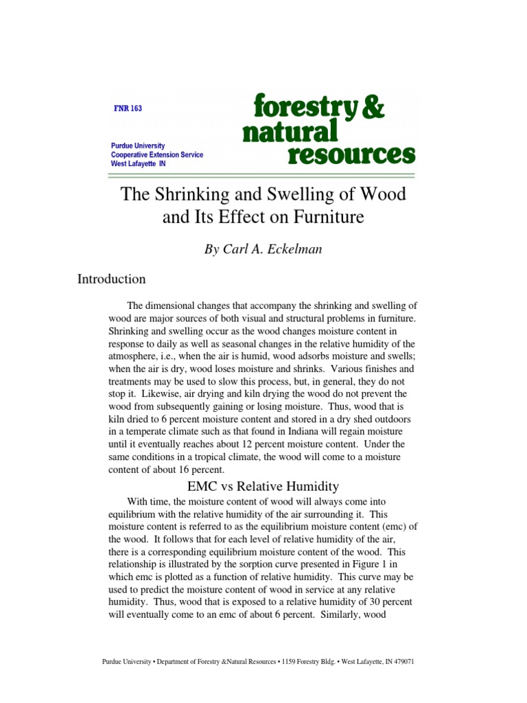 The Shrinking and Swelling of Wood and Its Effect On Furniture | PDF ...