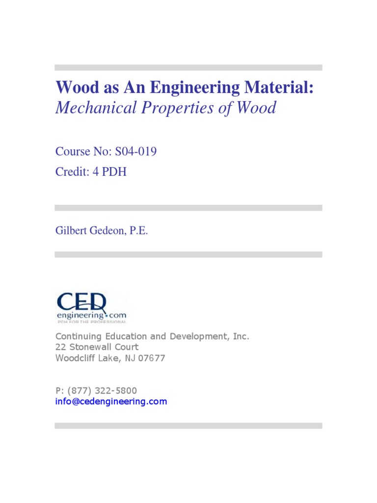 Wood As An Engineering Material Mechanical Properties of Wood R2 | PDF ...