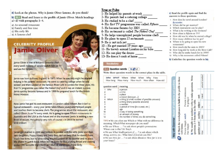 Jamie Oliver Worksheet | PDF