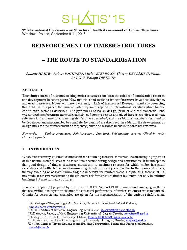 Reinforcement of Timber Structures 2 | PDF | Screw | Strength Of Materials