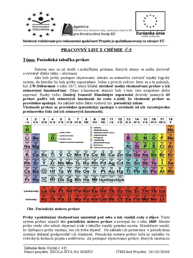 PL C.5-Periodicka Tabulka Prvkov | PDF