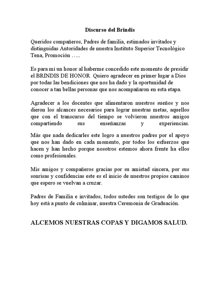 Discurso Del Brindis | PDF