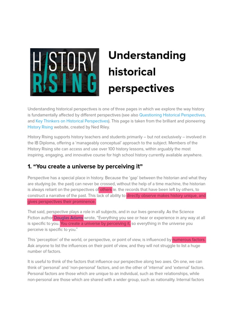 Understanding the Role of Perspective in History: How Biases Can Shape ...