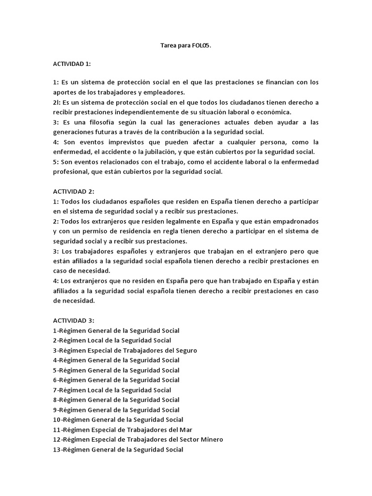 Tarea 05 | PDF | Seguridad Social | Economias
