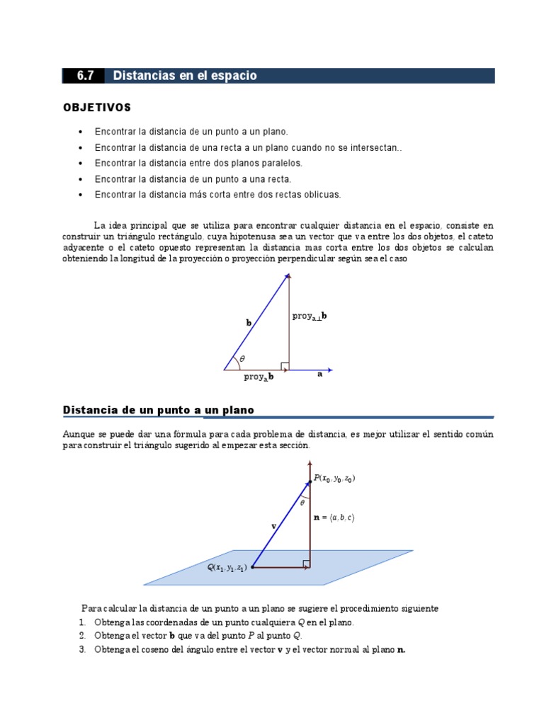 Distancias en el Espacio: Cálculos y Ejemplos | PDF | Vector Euclidiano ...