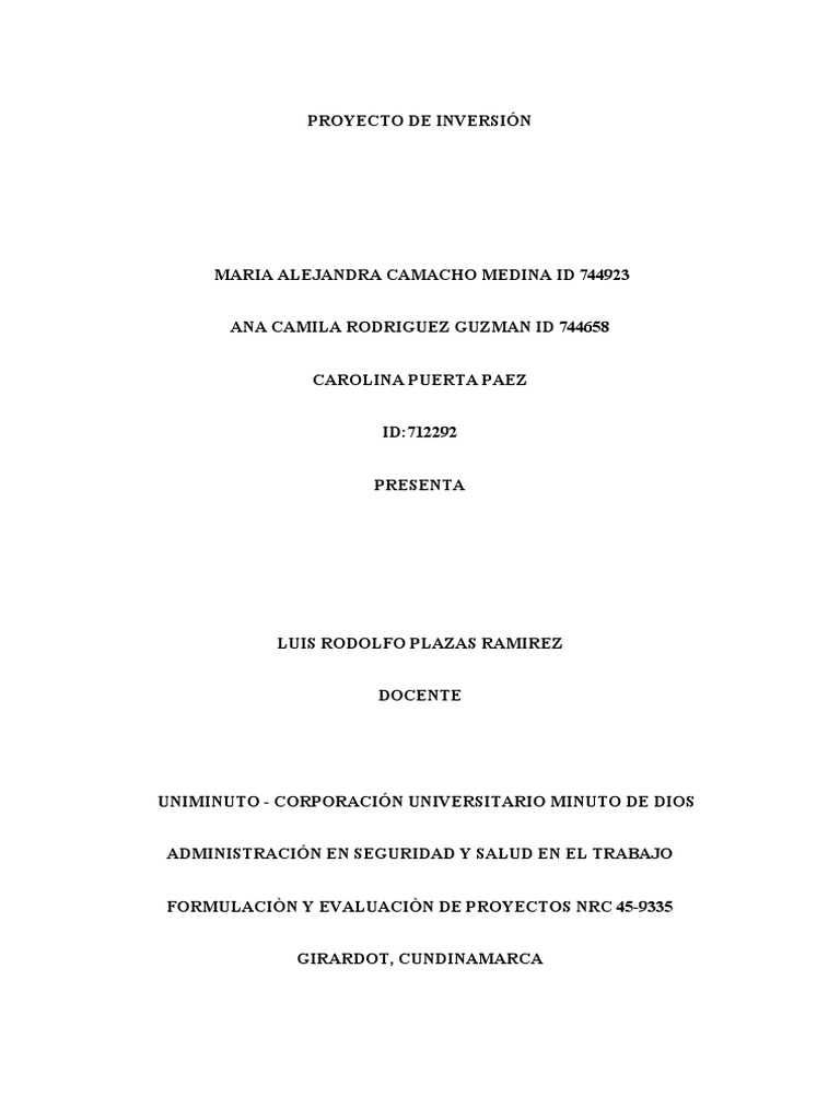 Proycto de Inversion | PDF | Marca | Calidad (comercial)