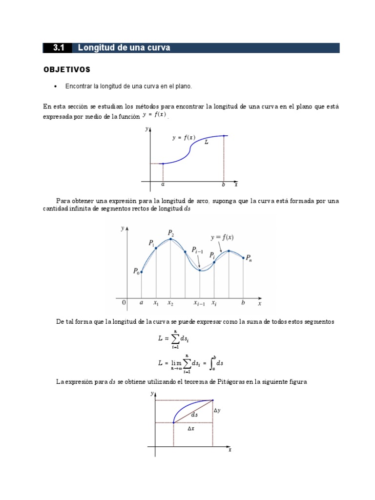 3.1 Longitud de Arco | PDF | Integral | Curva
