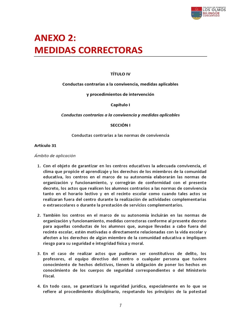 Anexo 2. Medidas Correctoras SSCC | PDF | Adopción | Comportamiento