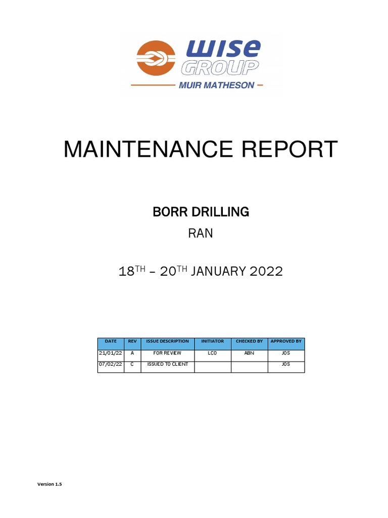 Borr Drilling Ran Maintenance Report 0122 RevC | PDF | Wind Speed ...