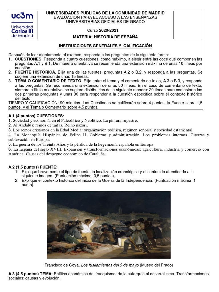 Examen Historia España 2020 21 Pdf España