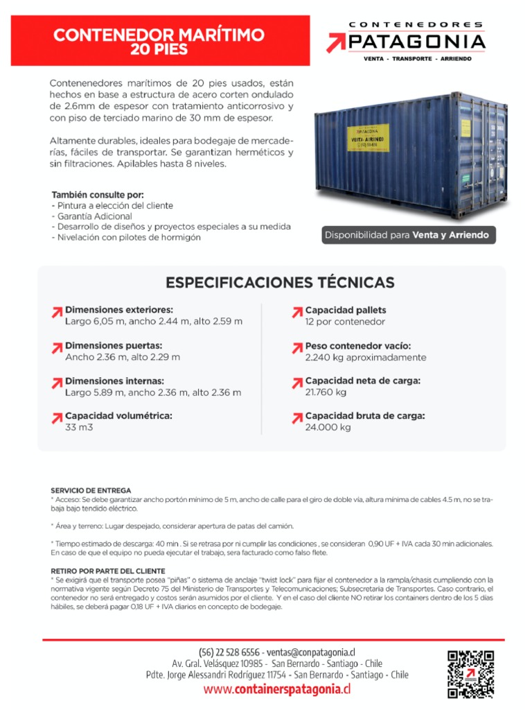 Contenedores Maritimos 20 Pies | PDF