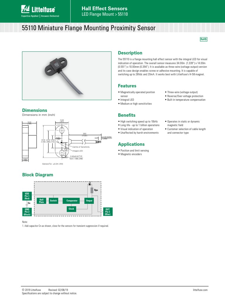 Littelfuse Hall Effect Sensors 55110 Datasheet - pdf-938868 | PDF | Sensor | Switch