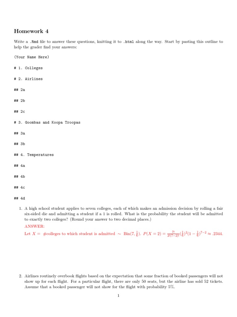 hw4s Key | PDF | Normal Distribution | Statistics