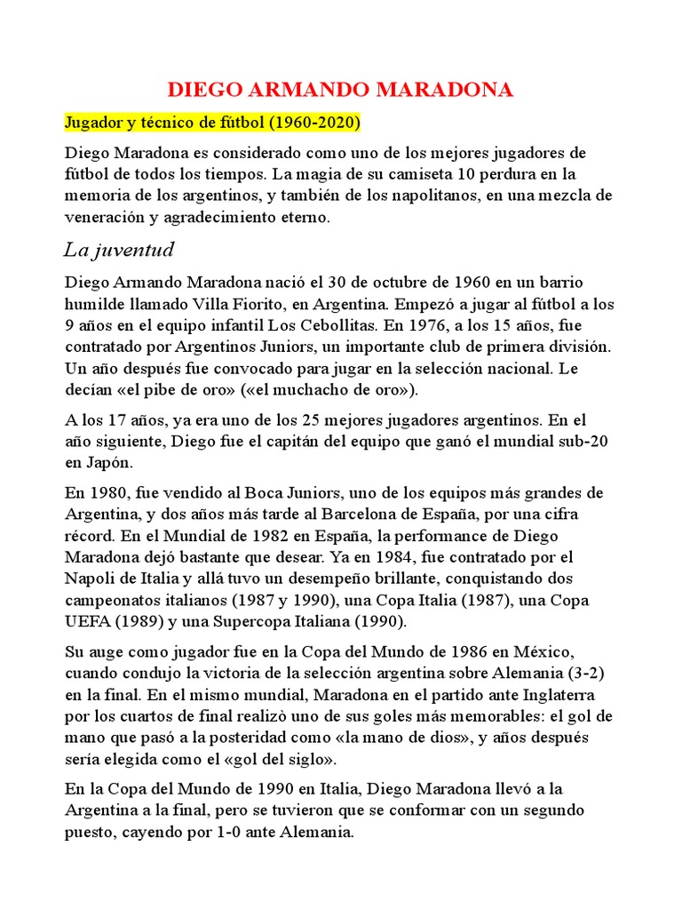 Diego Armando Maradona | PDF | Diego Maradona | Asociación de Futbol