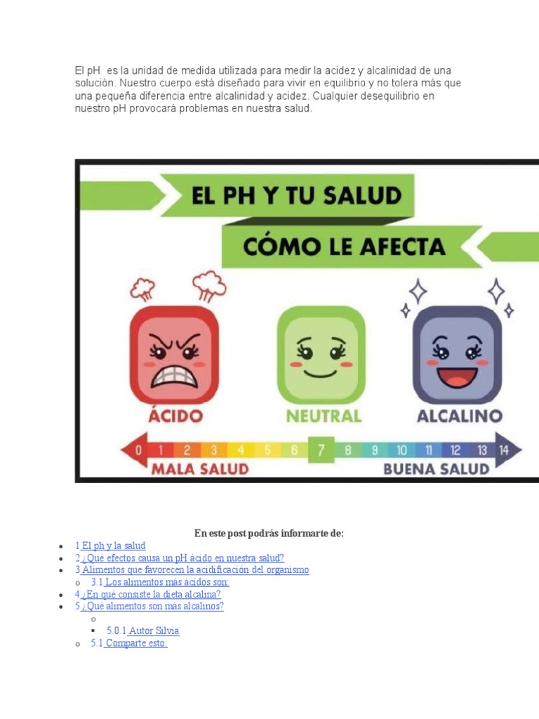 El PH | Descargar gratis PDF | Alimentos | Vegetales