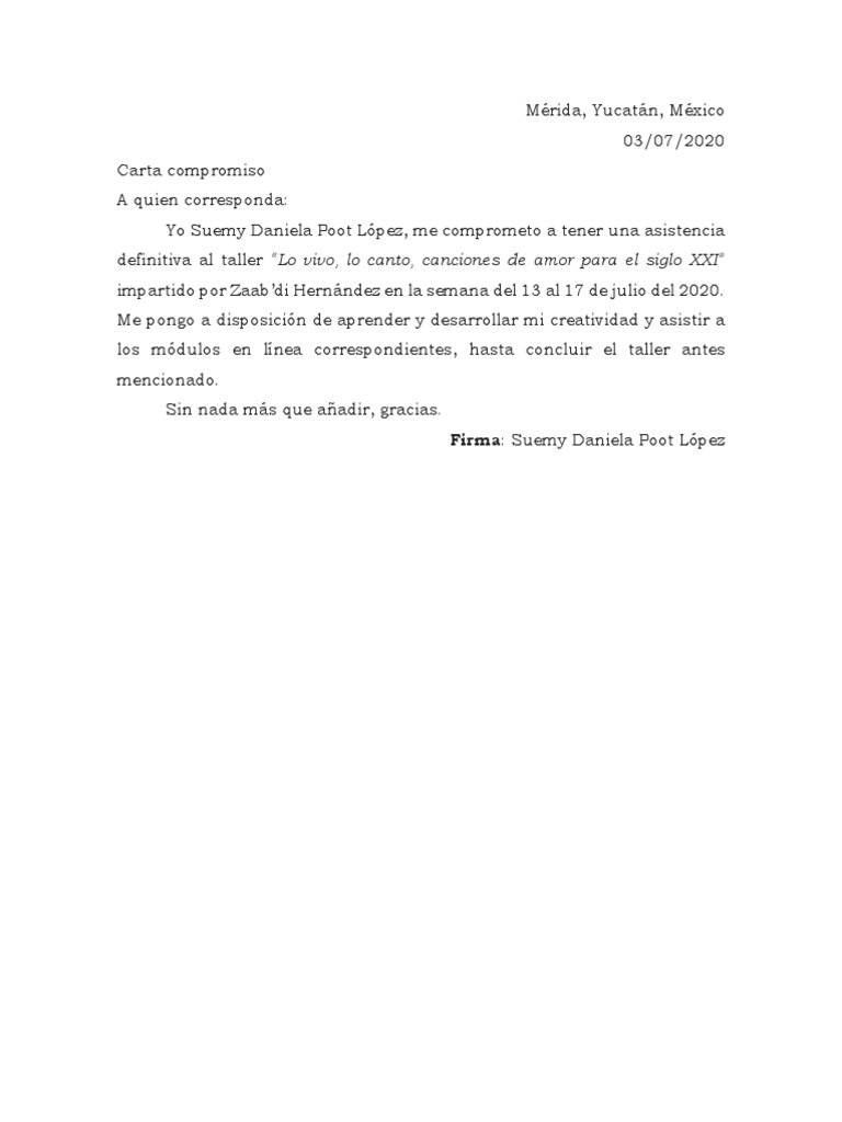 Compromisos Taller Cabaretera Perú | PDF
